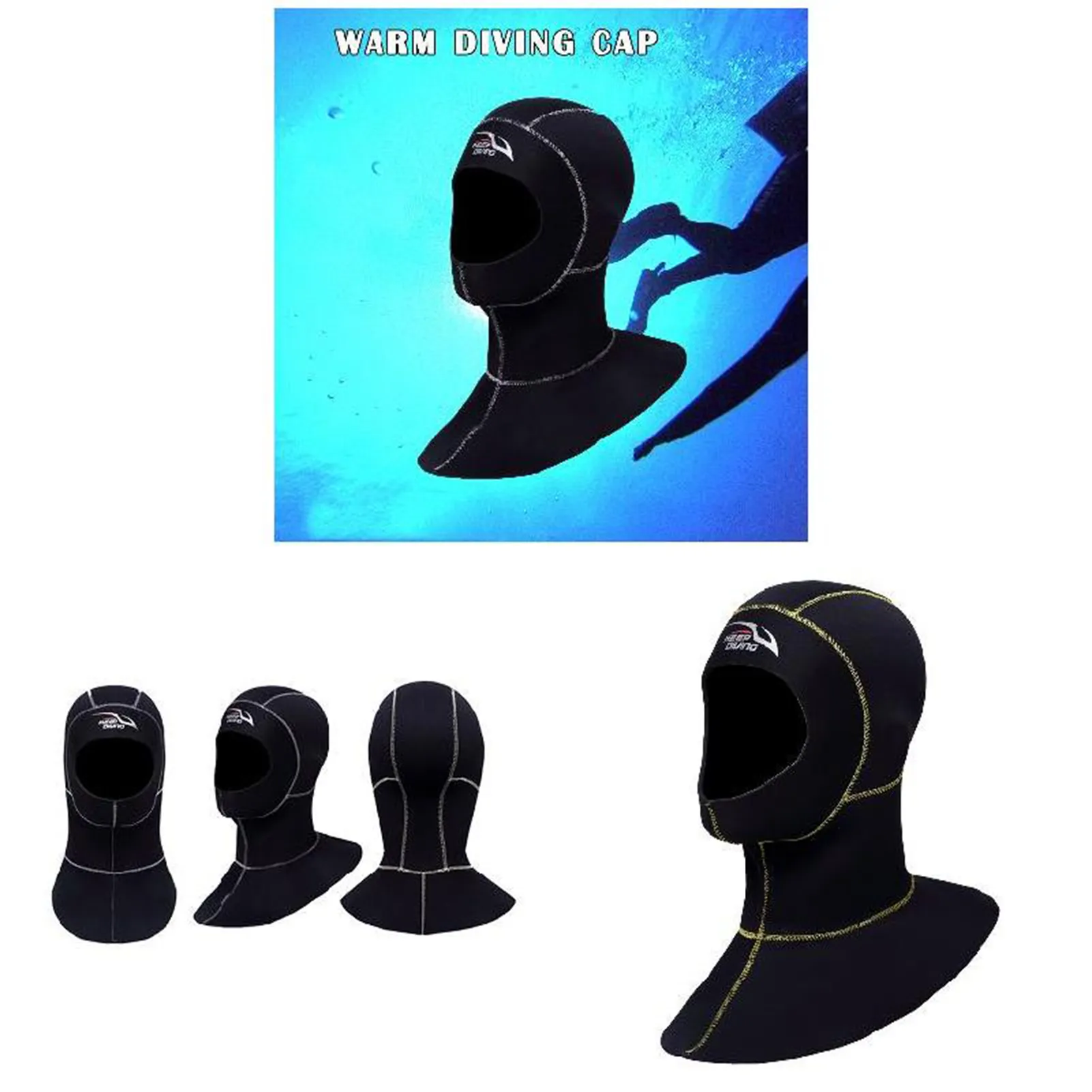 Premium Wetsuit Hood: Stitched High-Stretch Snorkeling Cap for Cold ...