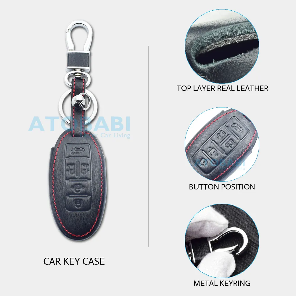 Real Leather Key Fob Case for Nissan 5-Button Remote Fobs Quest MPV ...