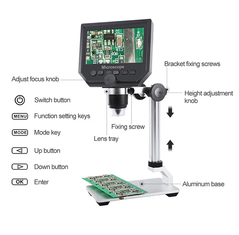 Digital Microscope with Screen - 7/9 Inch, 1-1200X Zoom, Ideal for ...