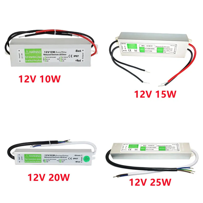 Waterproof LED Transformer - 10W to 25W IP67 Power Supply, AC110V-220V ...