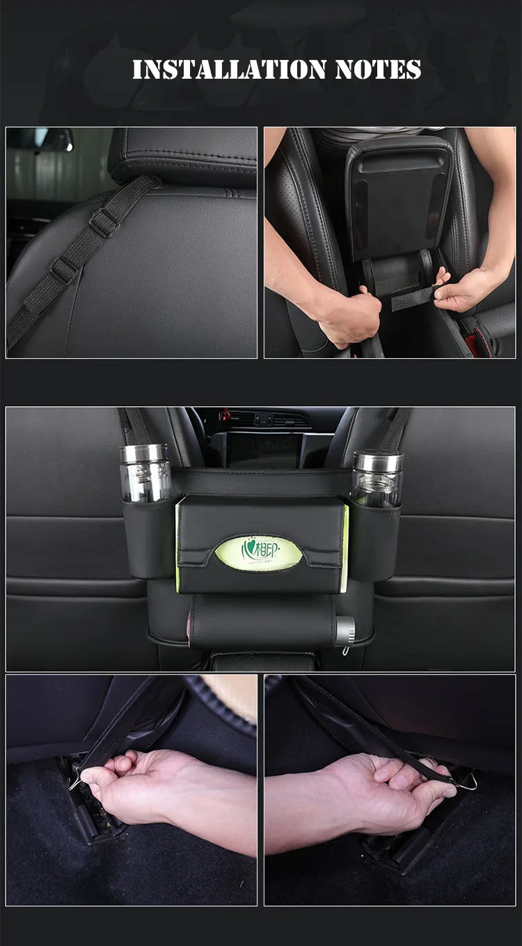 Leather Car Seat Handbag Holder Large Capacity Tissue Bag Storage ...