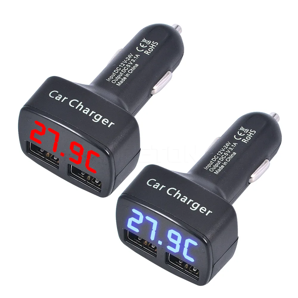 4-in-1 Multifunctional Car Charger: LCD Display + Dual USB + Fast ...