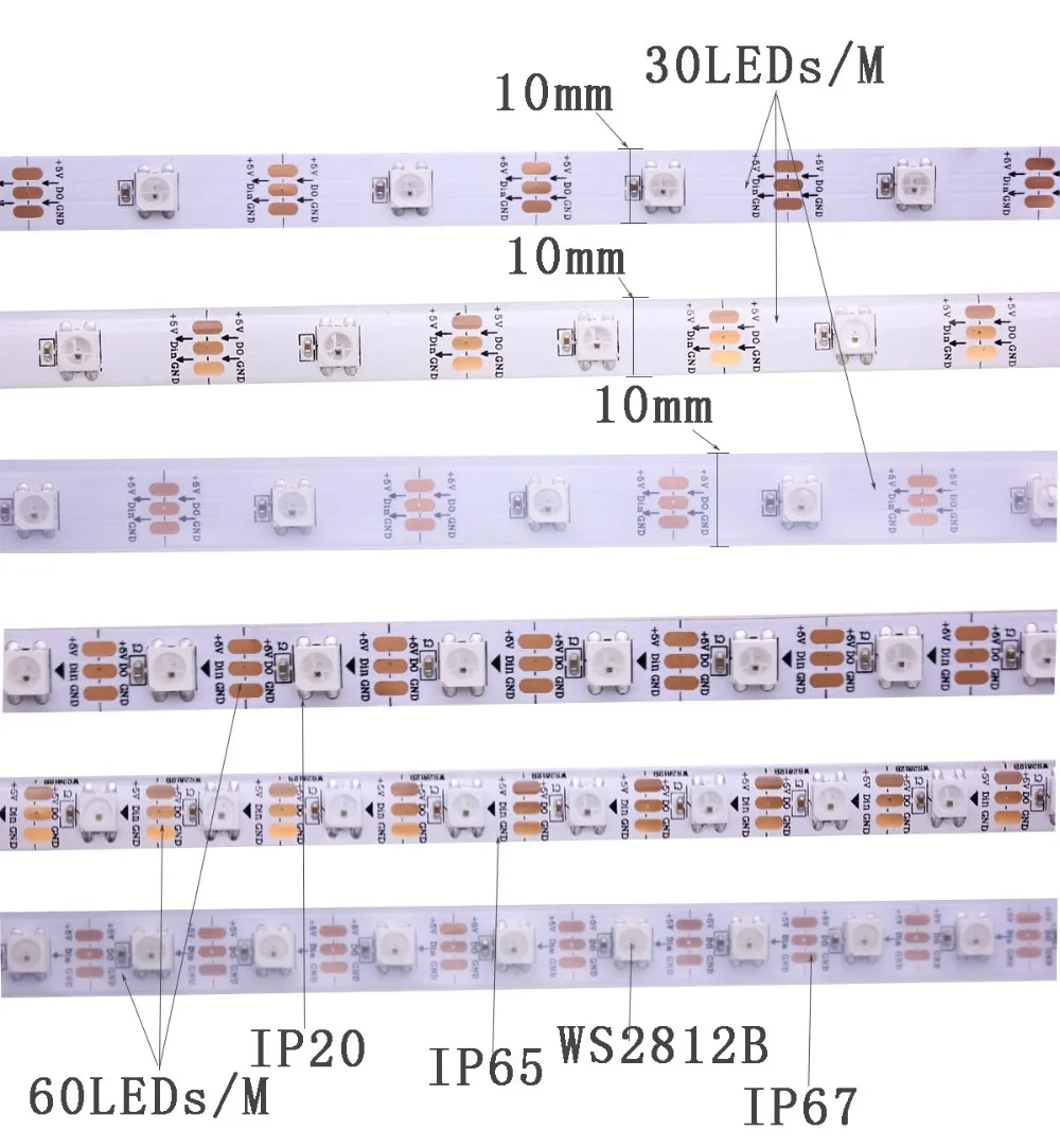 WS2812B LED Light Strip Addressable RGB LED Pixel Strip, 5050 SMD ...