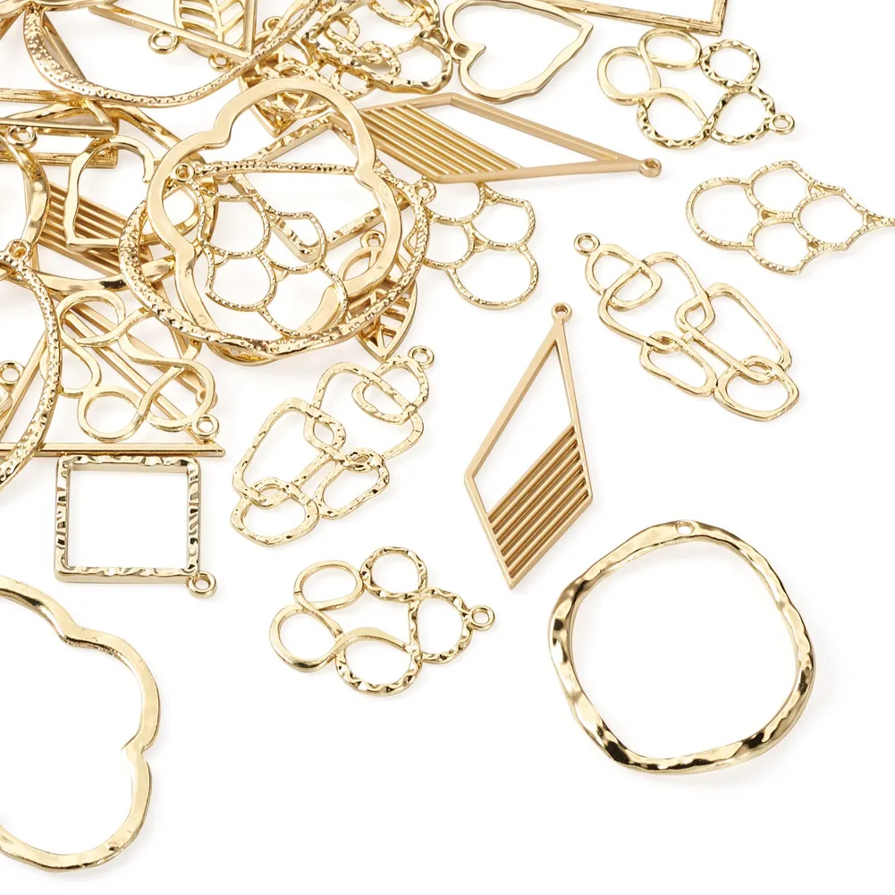 Alloy Geometric Heart Open Bezel Pendants 48 Pack UV Resin Crafts ...