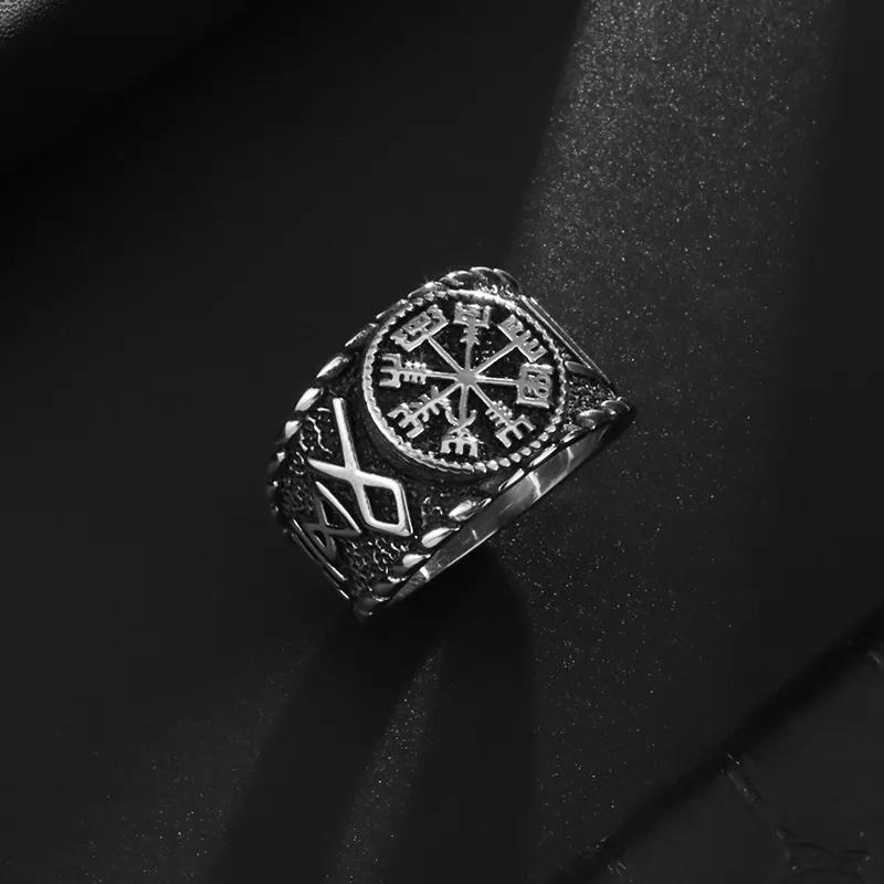 Classic Vintage Slavic Compass Rune Ring Men's Motorcycle Rock Finger ...