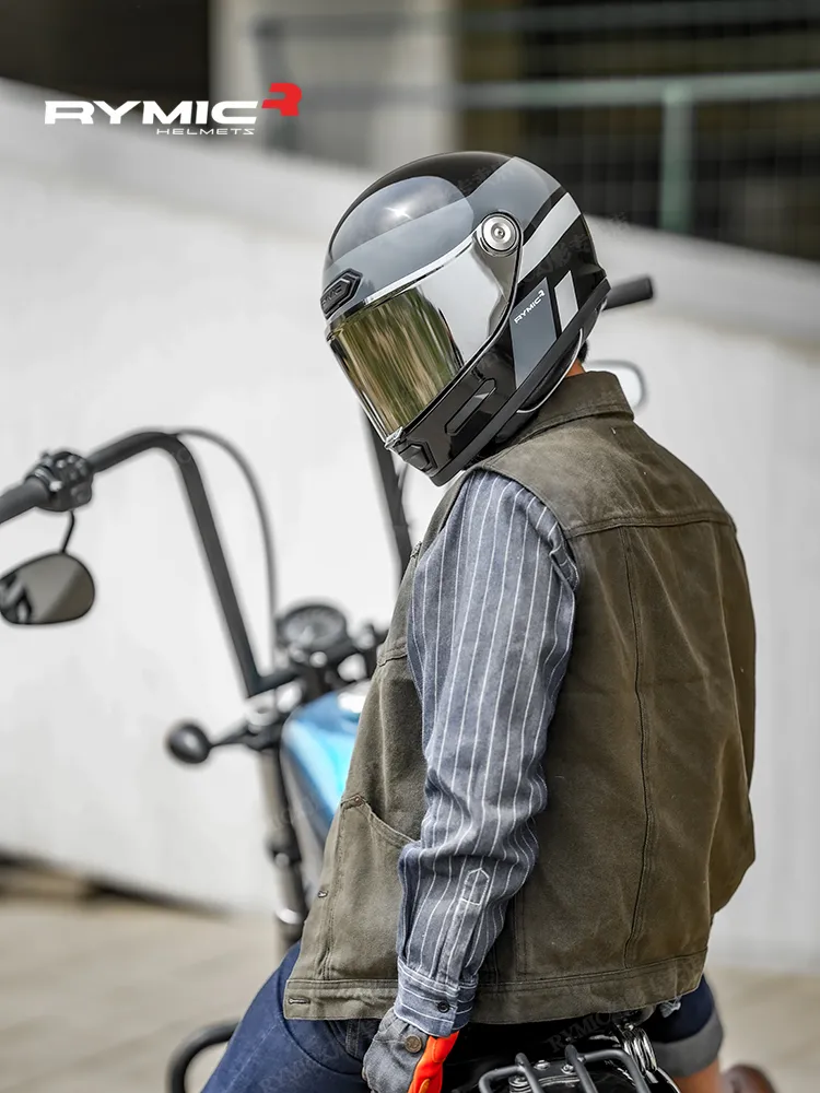RYMIC Full Face helmets - Genuine Vintage Racing Casque for Lightweight Moto - DOT ECE Certified