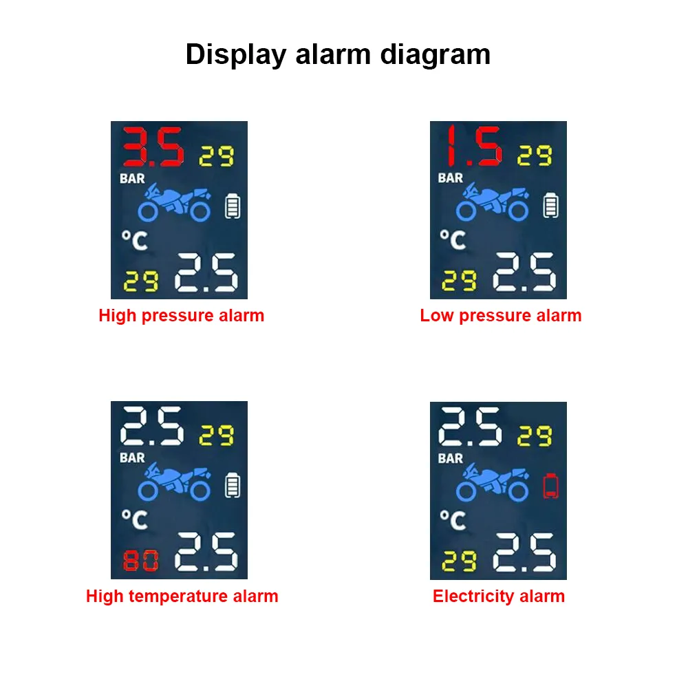 DHgate.com:2 Sensors Solar Powered TPMS Motorcycle Tire Pressure ...
