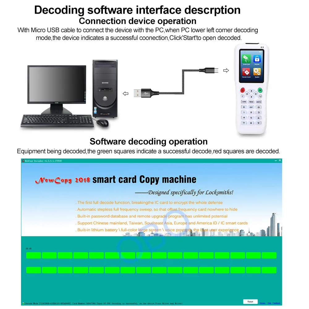 RFID duplicator pro with IC/ID Card Reader Writer, Cloner, and ...