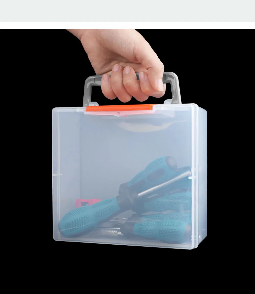 Luxianzi Transparent Plastic Storage Tools Box with Handle, Adjustable ...