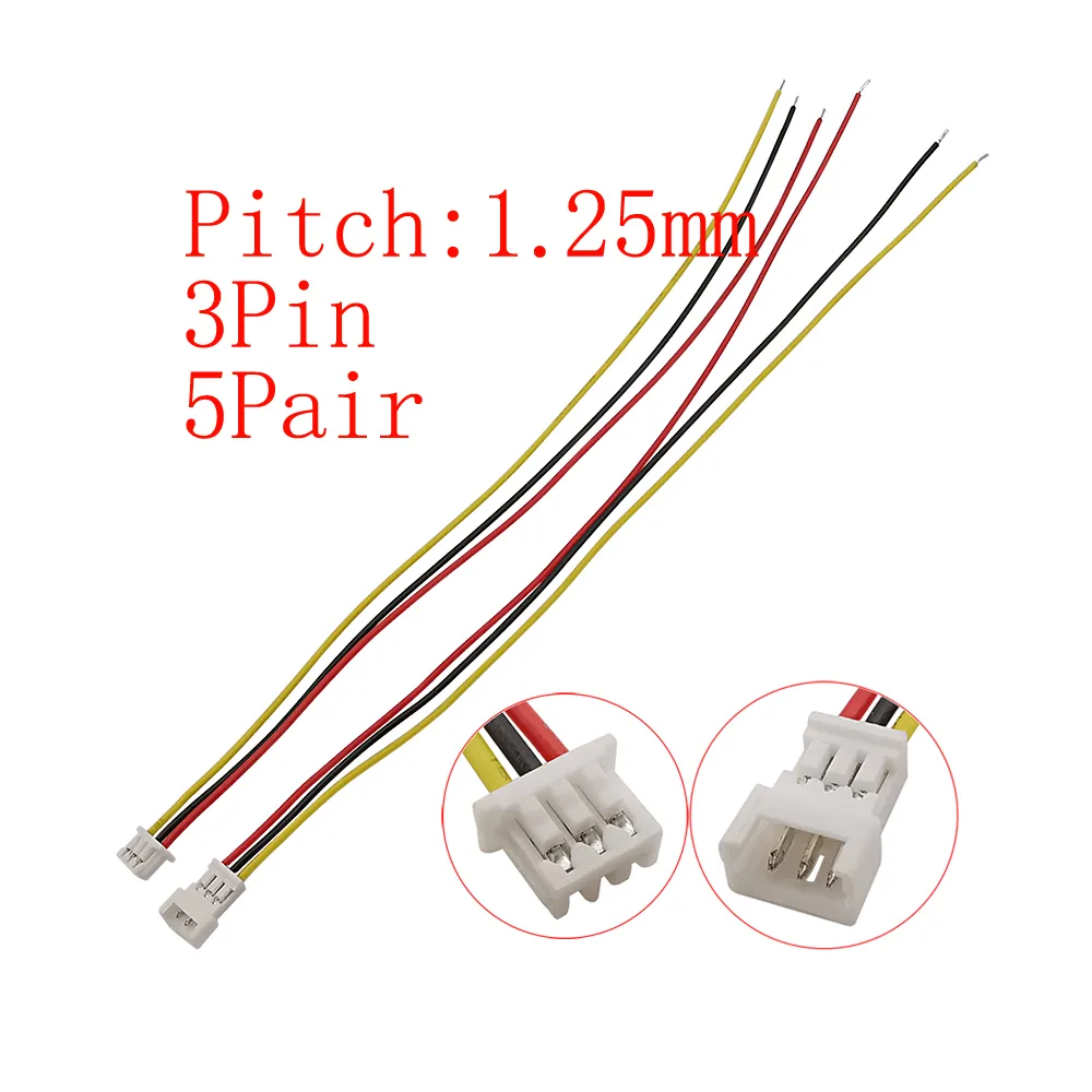 JST 1.25mm Pitch Mini Micro Connectors Male & Female 2 6 Pin Plugs With ...