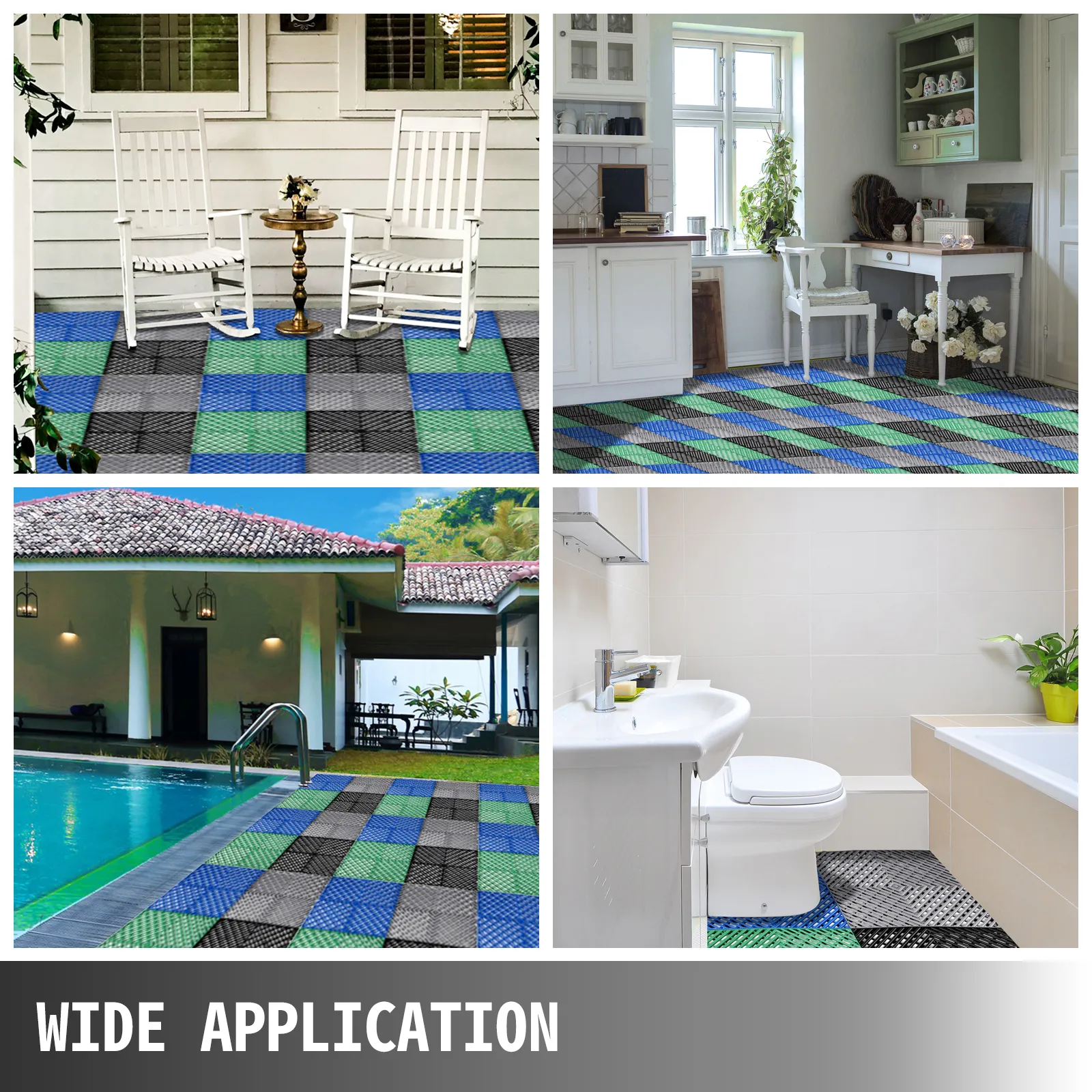 Interlocking PP Plastic Deck Flooring Tiles - Set of 25/50 - 12x12 ...