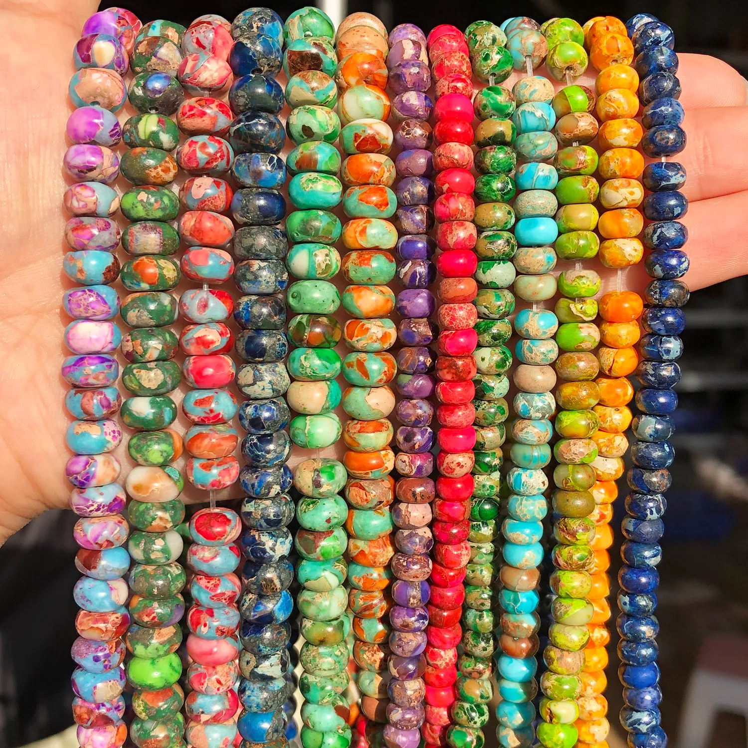 4/6/8mm Natural Sea Sediment Jasper Stone Beads Loose Spacer Abacus ...