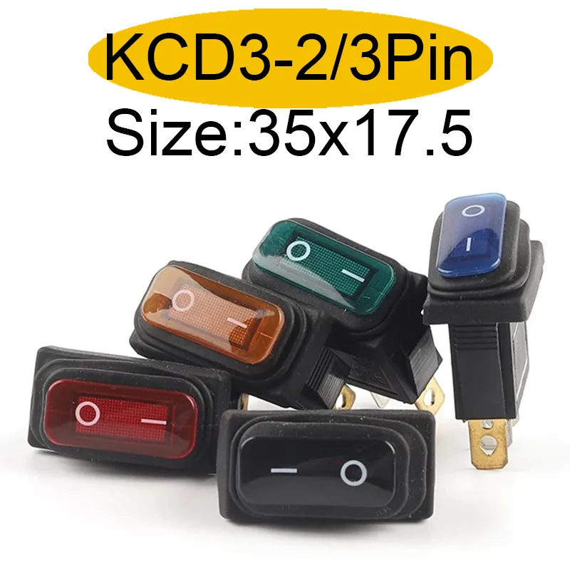 Waterproof Rocker Switch KCD3 2/3 Pin 15A 250V 20A 125V 35x17.5mm for ...