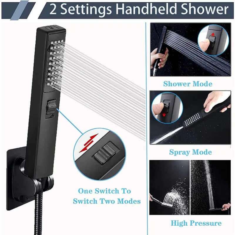 8/10 Chrome High-Pressure Rain Shower Set: Water-Saving Faucet with ...