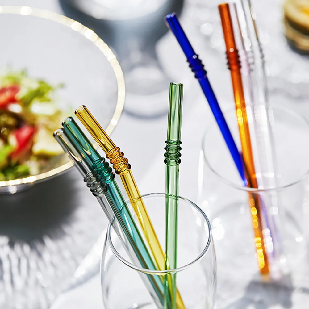 Color-Pop Bent Glass Straws: Heat-Resistant, Reusable Short Stem ...