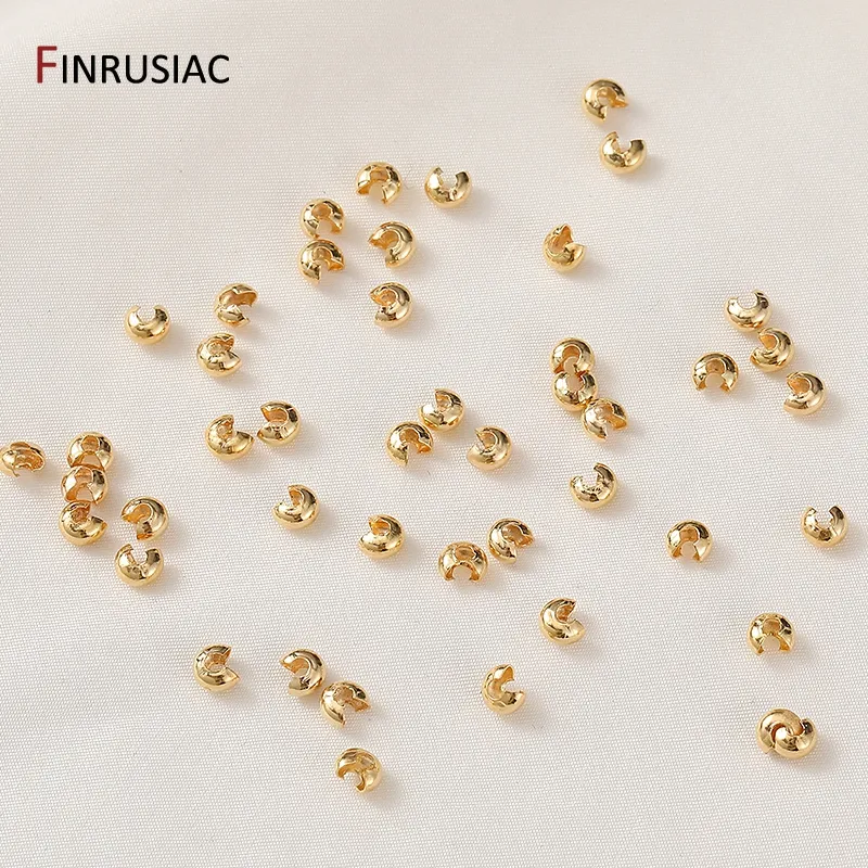 18k Gold Plated Crimp Beads for Jewelry Making, 3/4/5mm Open Crimp End ...