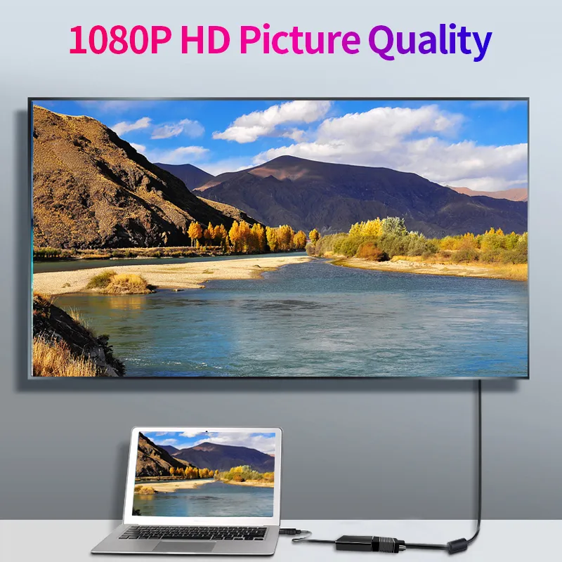 1080P DisplayPort DP to VGA Adapter Cable Male DP to Male VGA Converter ...