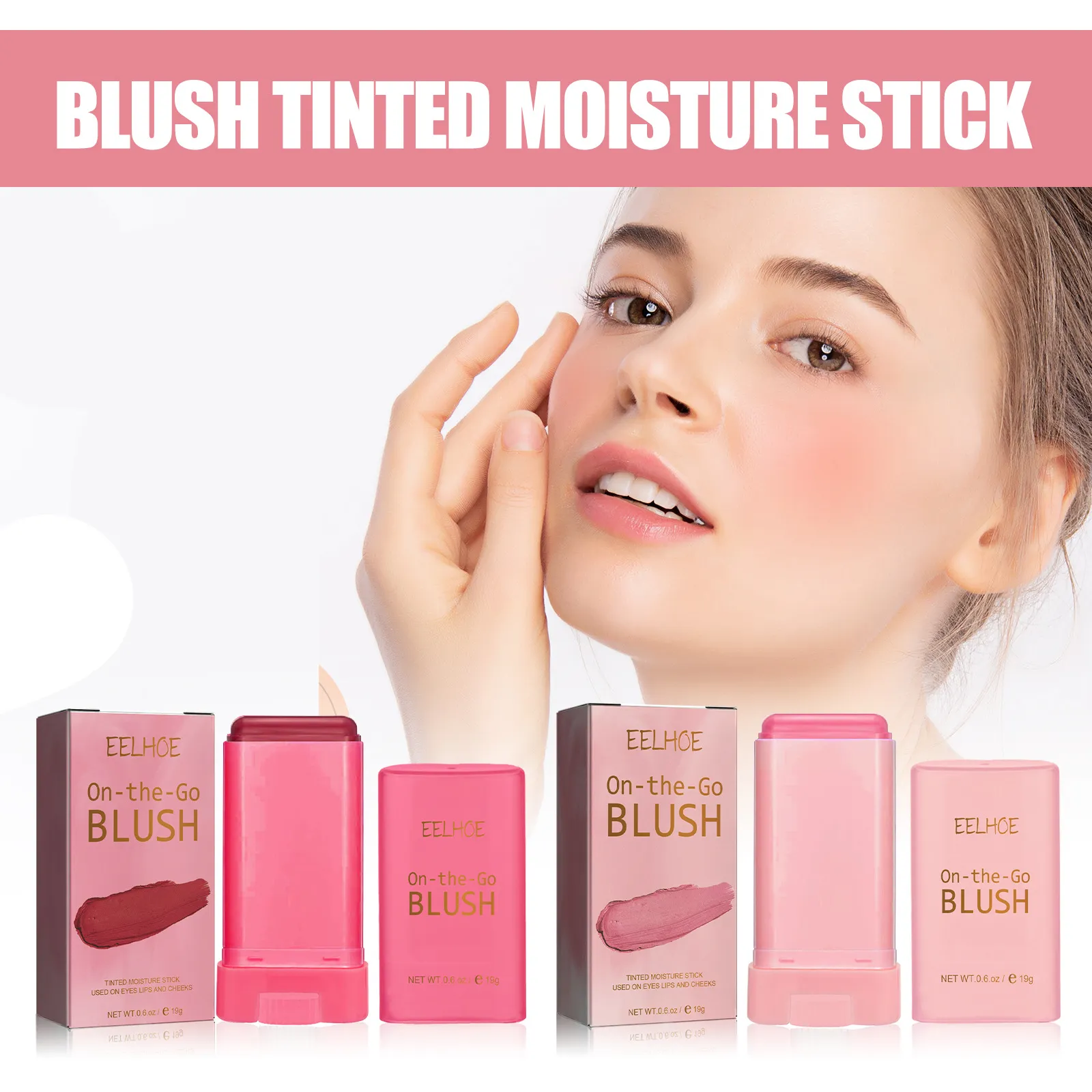 Multipurpose Blush Stick: Waterproof Face Pink Cream Cheek & Eyes ...