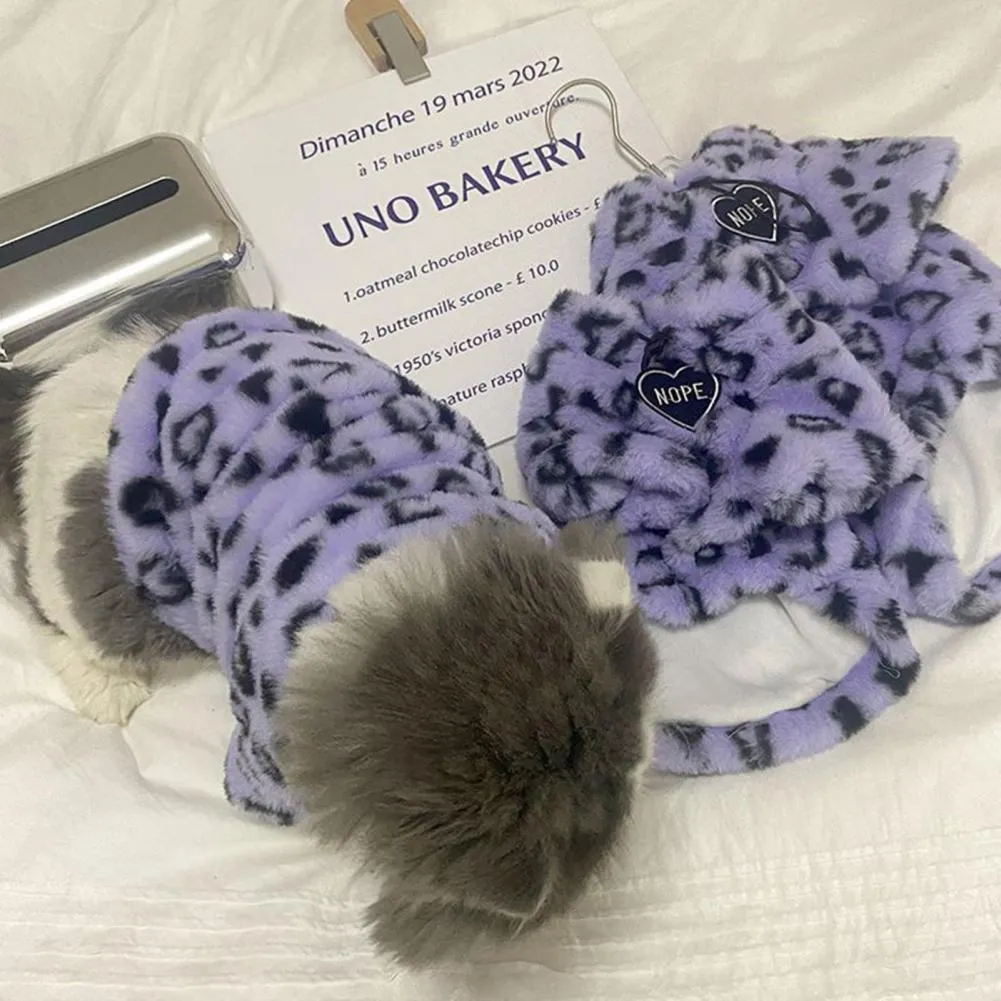 Dog Sweater Leopard Print Winter Cat Clothes Cozy Two-legged Outfits ...