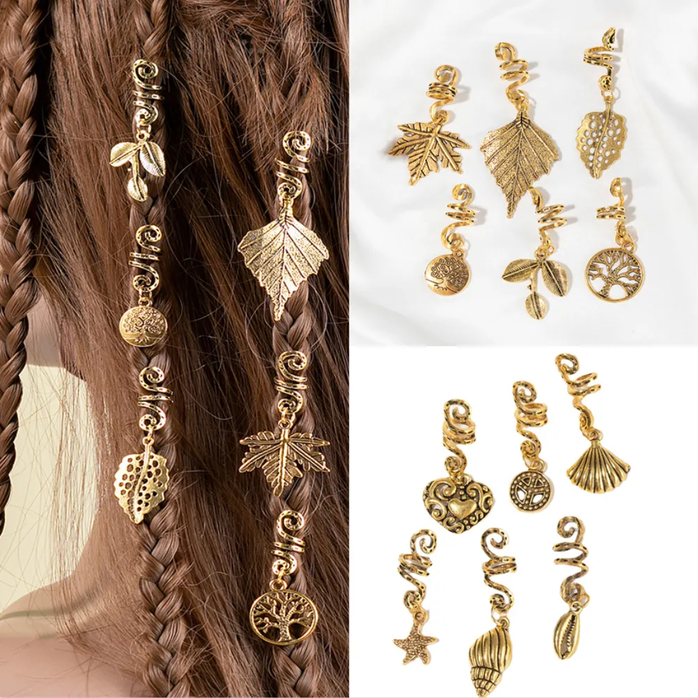 Set Alloy Gold Charms Hair Braid Dreadlock Beads Clips Rings Jewelry ...