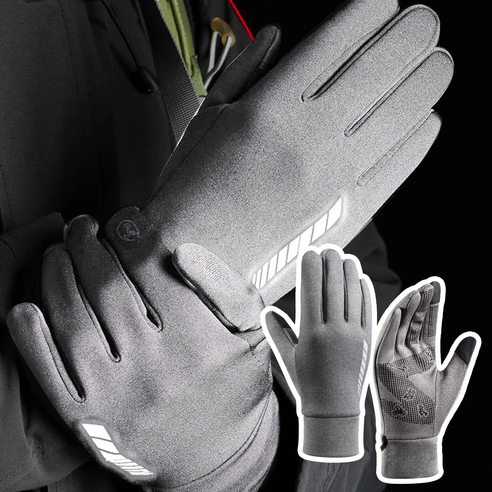 Winter Warm Windproof Screen Gloves For Men Outdoor Sports Cycling Ski ...