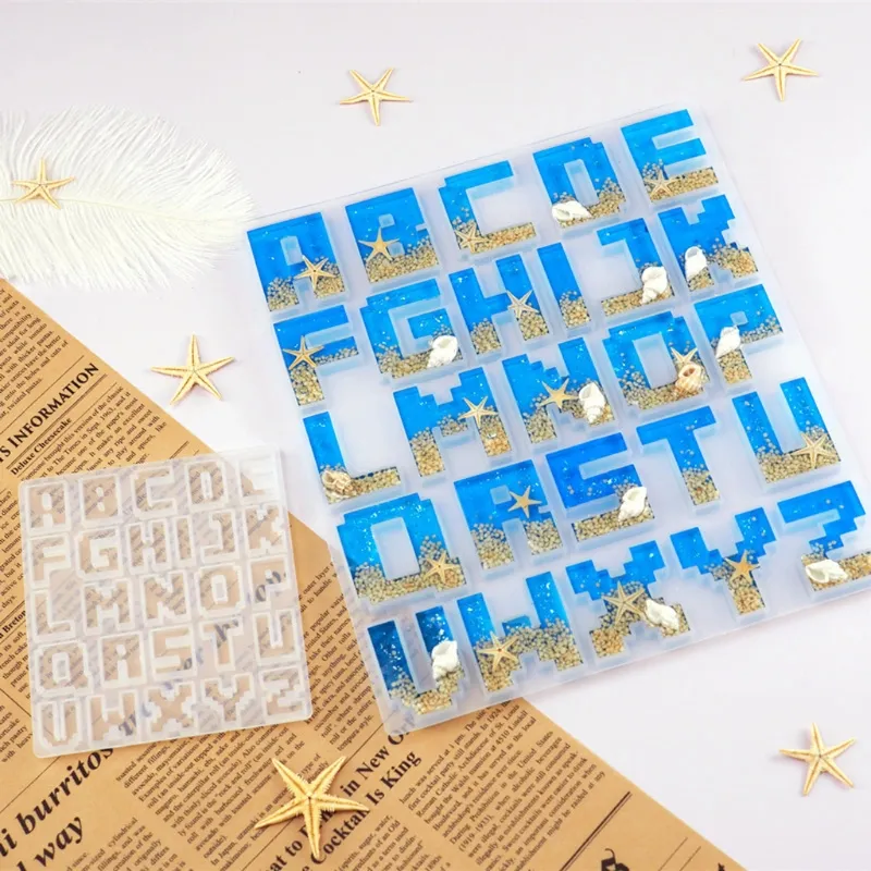 Pixel Letters Epoxy Resin Casting Mold Alphabet Keychain Pendant ...