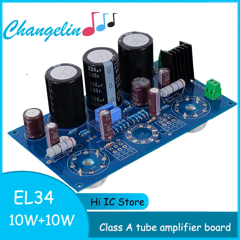 EL34 10W+10W Single Ended Class A Stereo Tube Amplifier Board DIY Kit ...