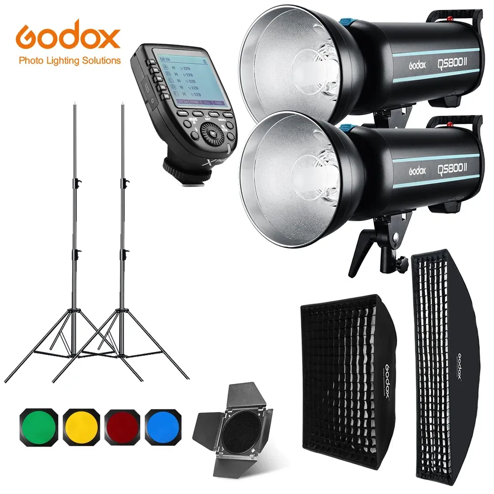 Godox QS800II 2x800Ws Flash Kit: XPRO Trigger, Softboxes, Stands, Barn ...