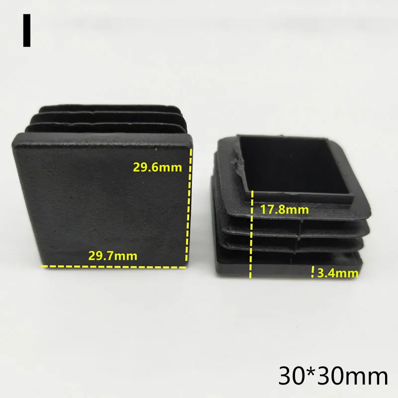 Pack Square Plastic Black Tube End Caps Pipe Insert Plugs for 10mm to ...