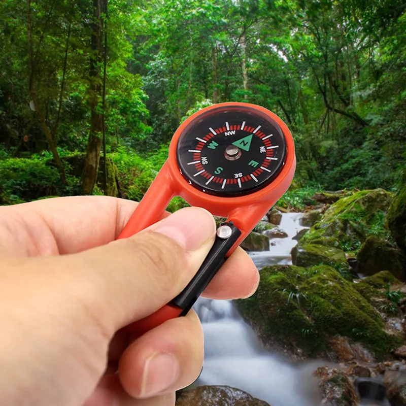 Mini Carabiner Compass Keychain: Double Sided 2-in-1 Keyring Snap Hook with Compasses for Hiking ...