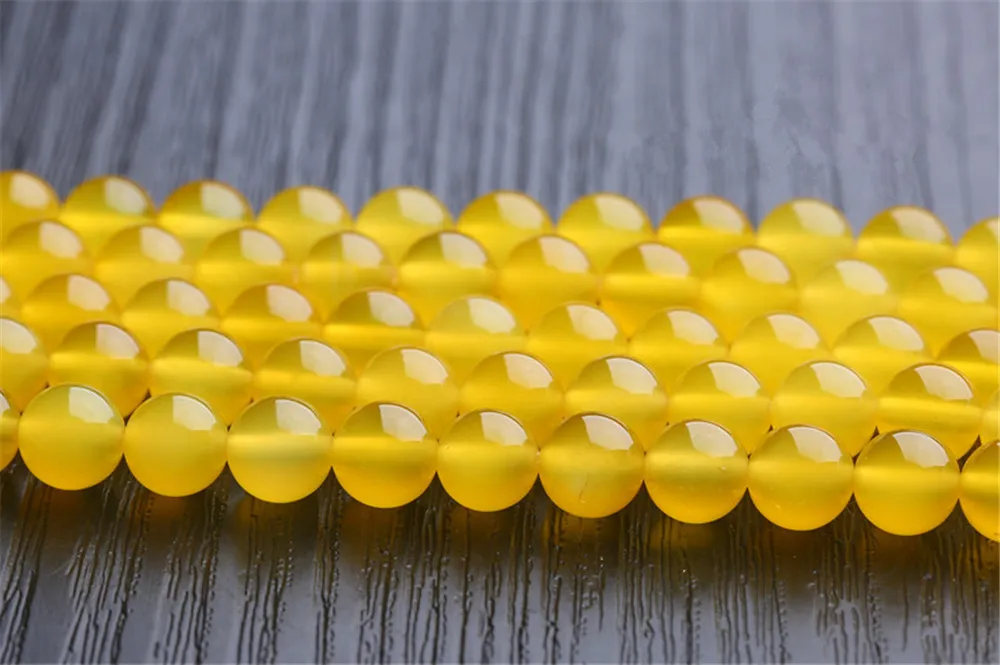 Natural Yellow Agate Beads Round Smooth Polished 2mm-14mm for Jewelry ...
