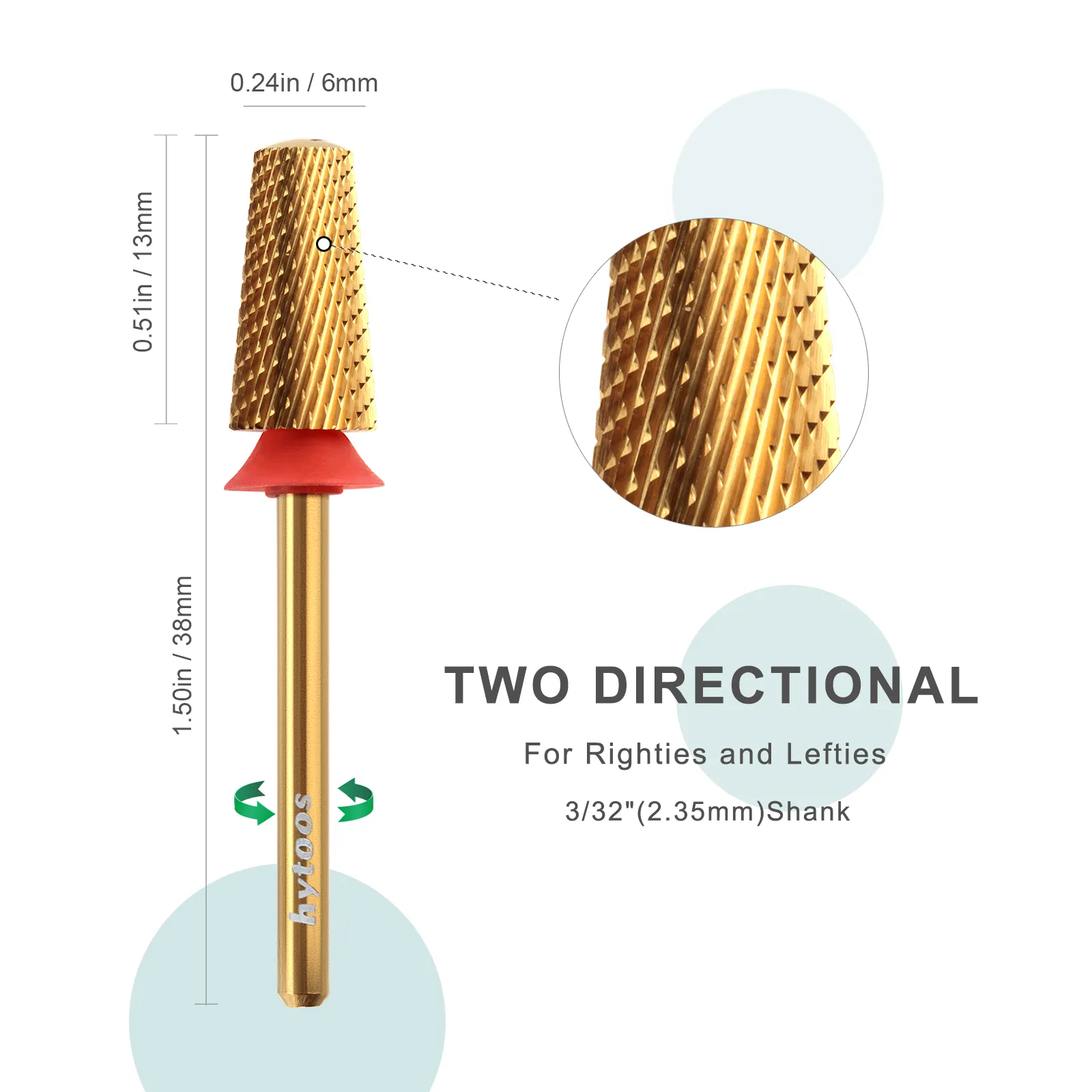 Titanium Carbide Nail Drill Bits, 3/32 Inch Smooth Top Tapered Gel ...