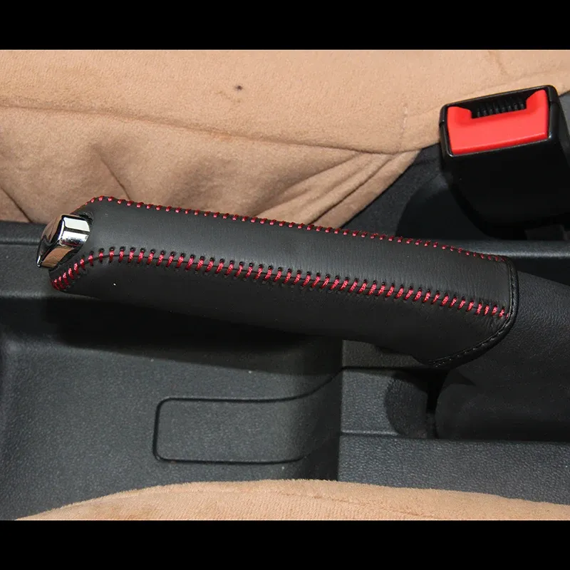 Vehicle Hand Brake Sleeve Premium Leather Grip, Enhances Comfort And ...