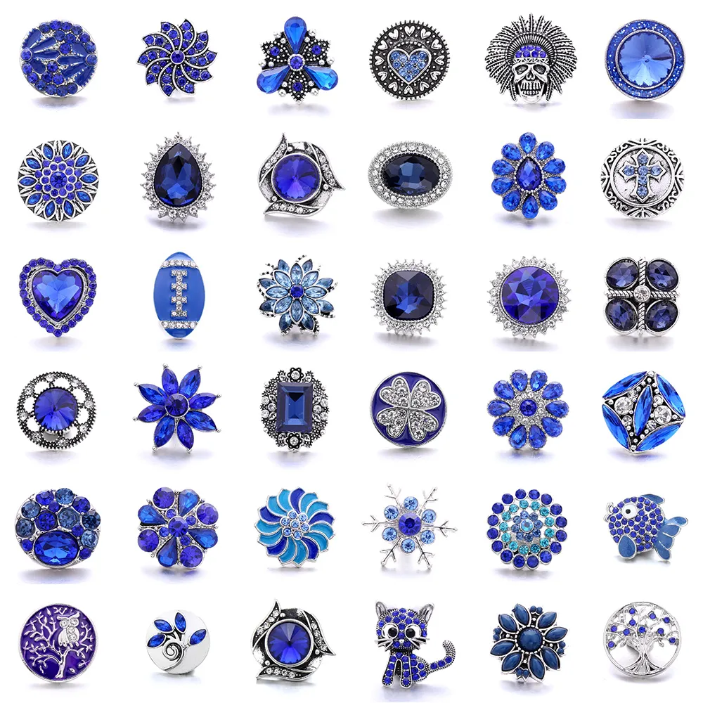 Blue Crystal Snaps: 18mm Snap Jewelry for Bracelets, Bangles - Flowers ...