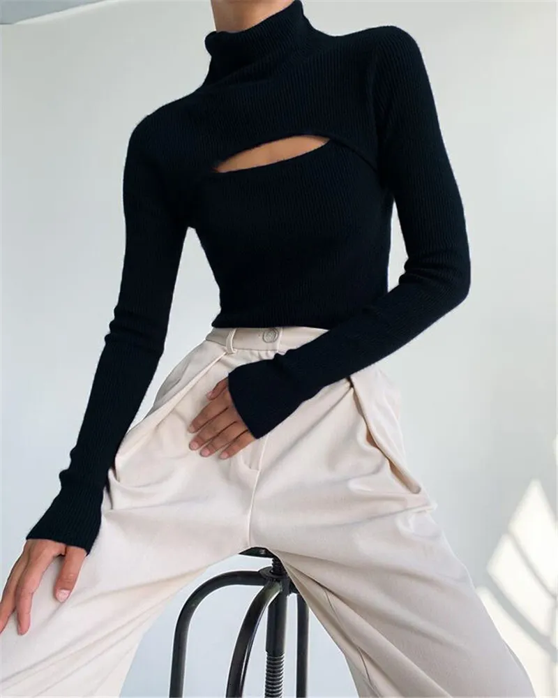 Premium Knitted Turtleneck Sweater: Cozy Long Sleeve Pullover for Women ...