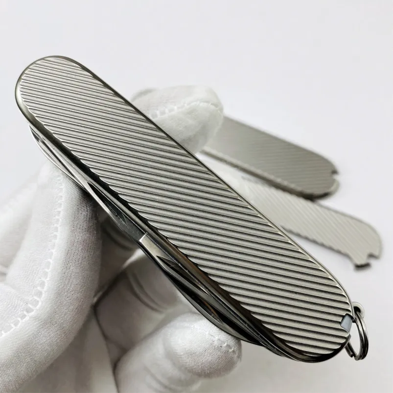 Titanium Folding Knife Handle Grips Patches for 91MM Victorinox Swiss ...