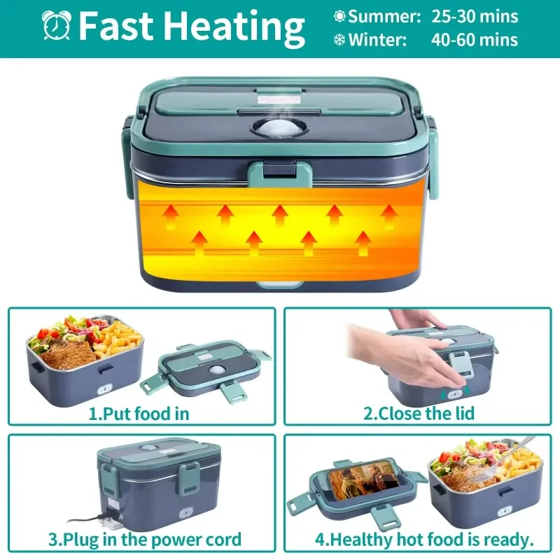 DHgate.com:60W 1.8L Electric Lunch Box Portable Food Warmer Heater (12V ...
