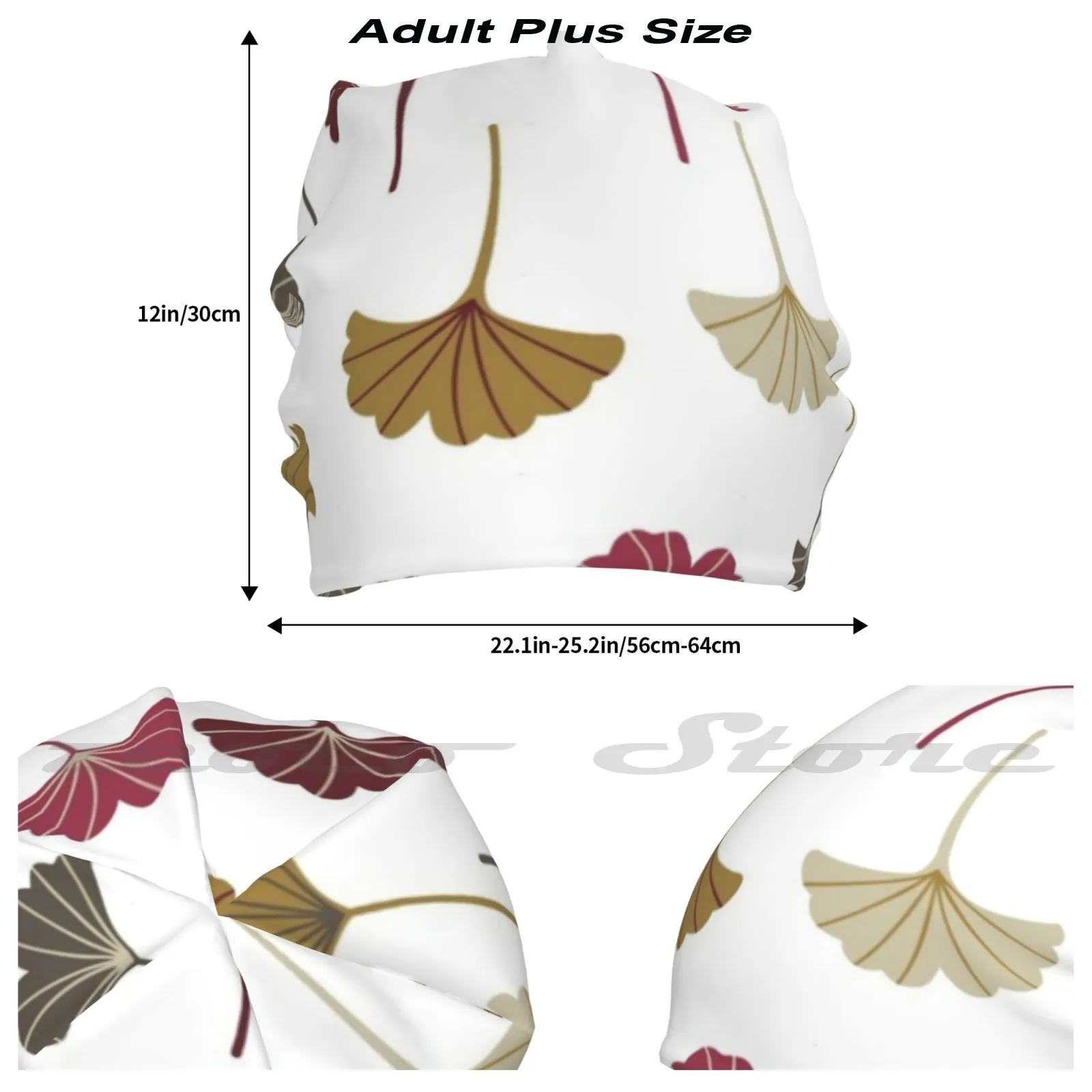 Knit Hat with Brim Green Ginkgo Leaf Pattern Soft Elasticity Outdoor ...