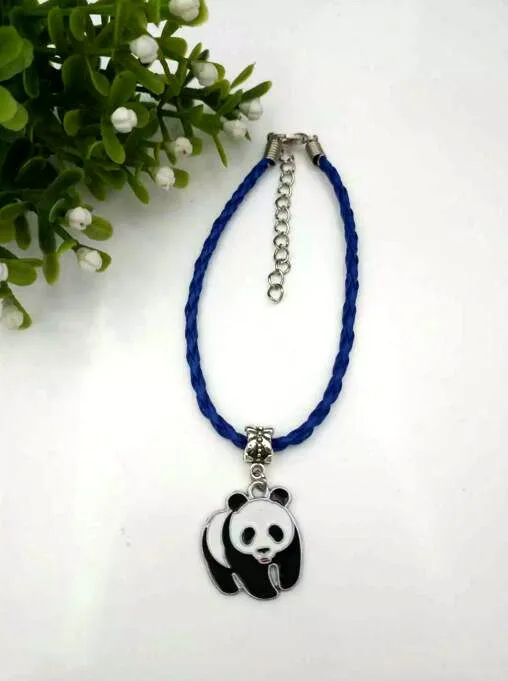 Panda Beads Enamel Panda Pendant Bracelet: Multicolor Braided Rope ...