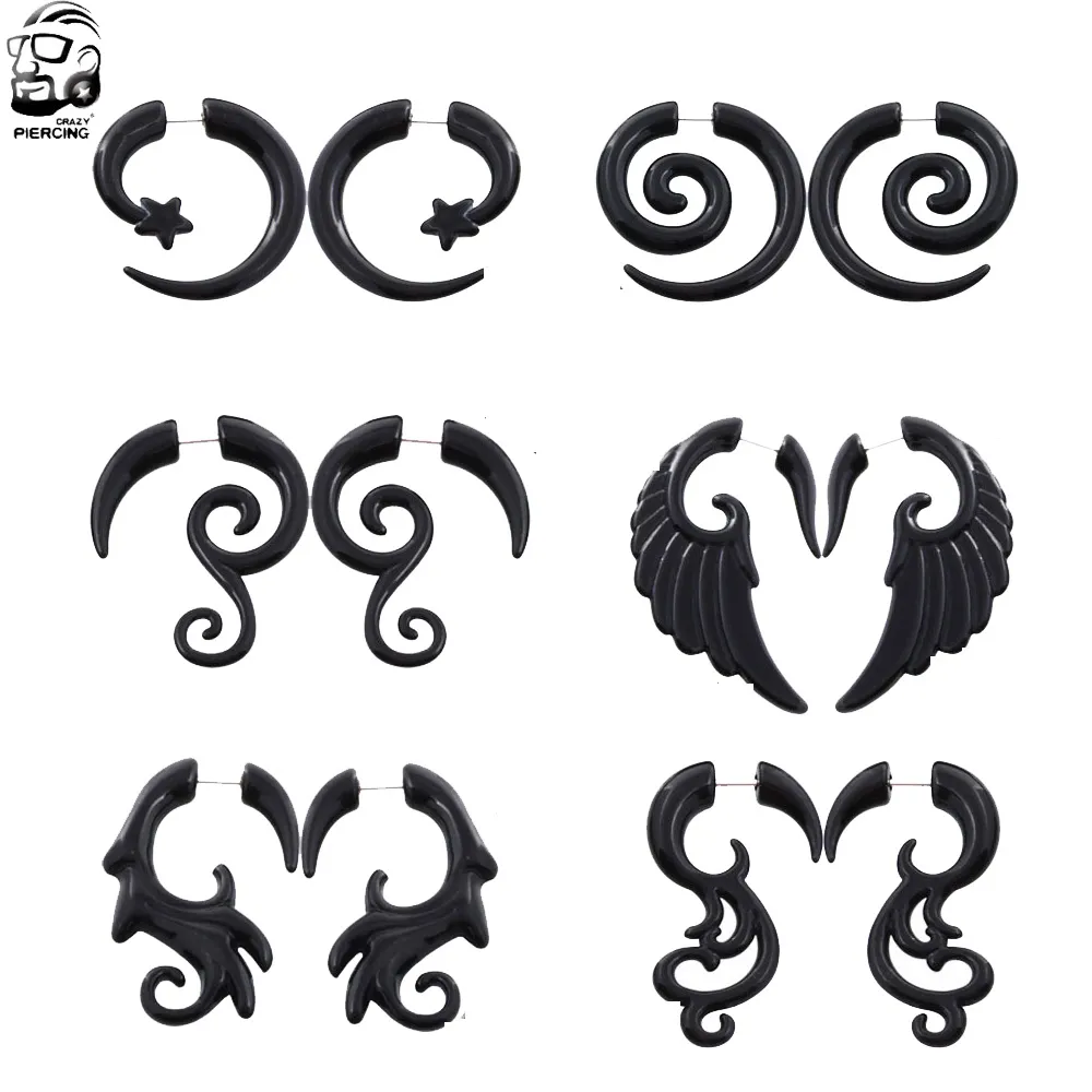 Gothic Acrylic Spiral Ear Gauges Black Feather Wing... From Ycbest, $21 ...