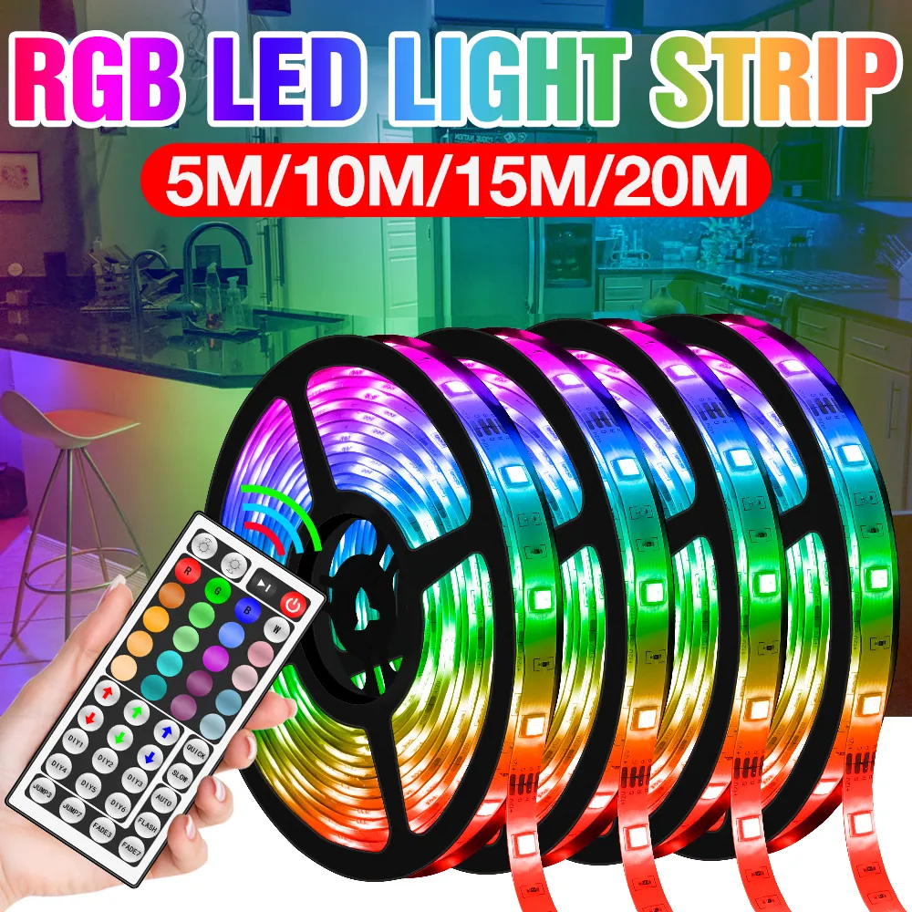 LED RGB Light Strips 5050 SMD Waterproof Flexible Tape With USB DC12V ...
