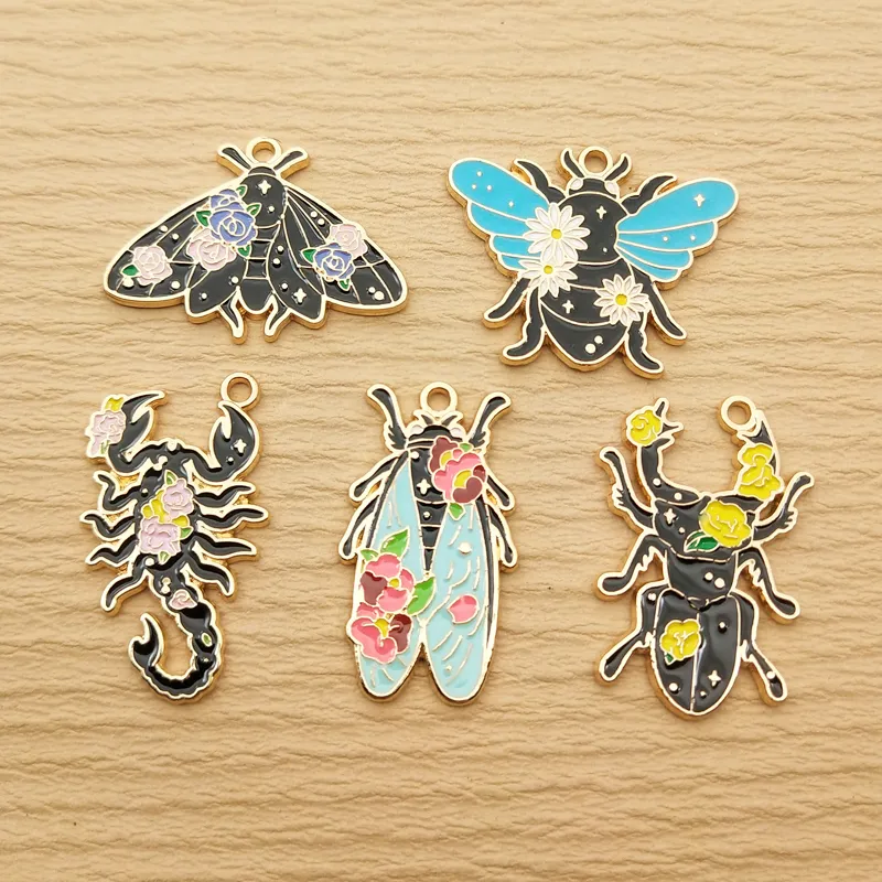 DHgate.com:Gold-Plated Enamel Insect Charms for Jewelry Making: Set of ...