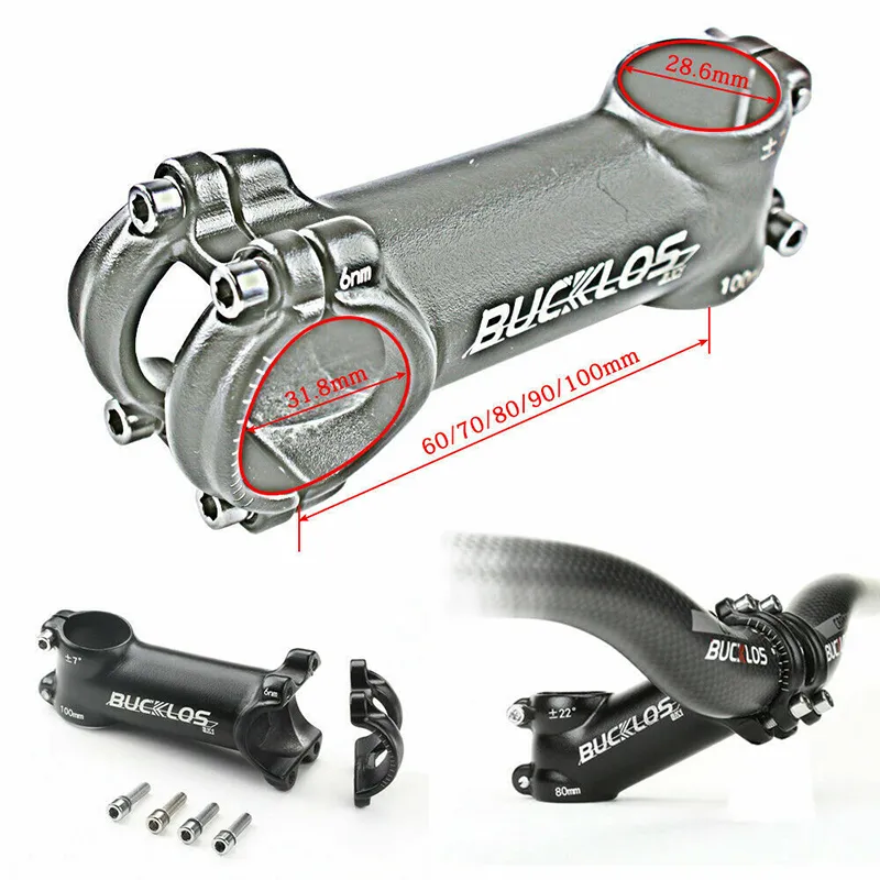 7/17/22° Aluminum Alloy Bicycle Stem, 60/70/80/90/100mm Adjustable ...