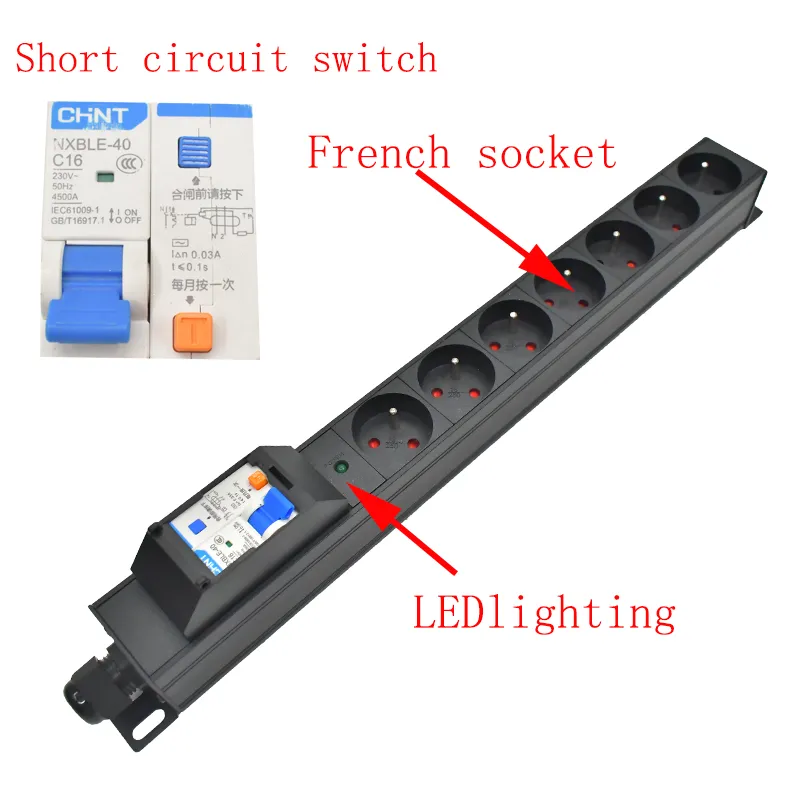 Power Socket Splitter PDU Power Strip With Short Circuit Switch, 16A ...