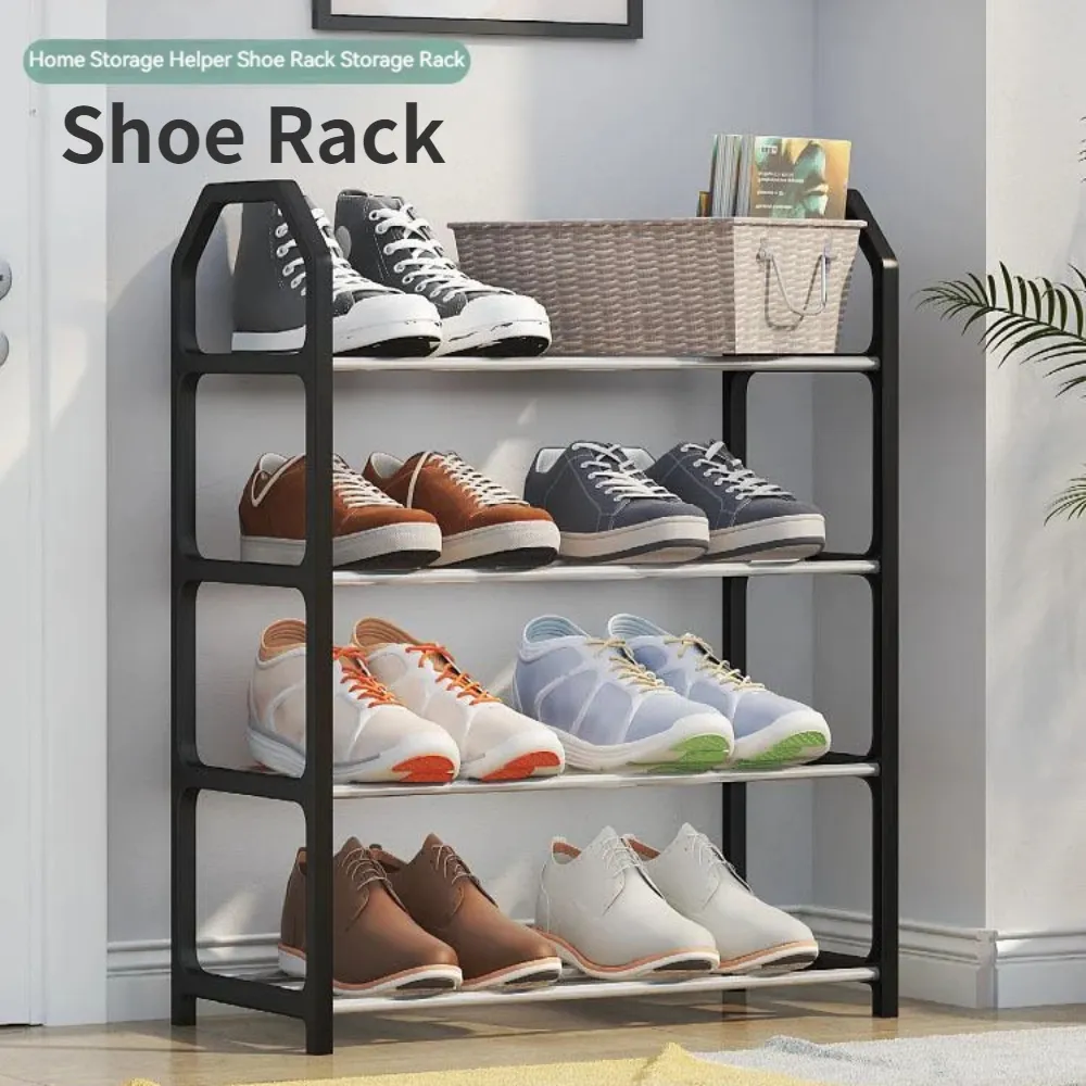 DHgate.com:2024 Space-Saving 4-Tier Black Metal Shoe Rack | Stylish ...