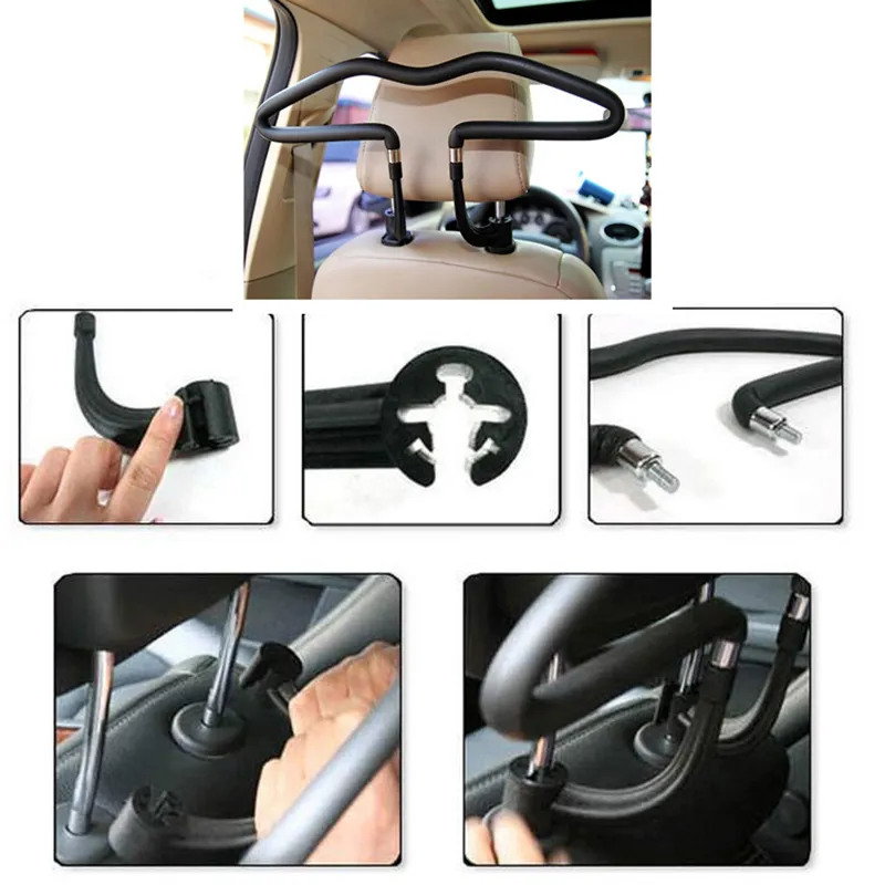 Premium Car Coat Hangers Back Seat Headrest Clothes Suit Organizer Rack ...