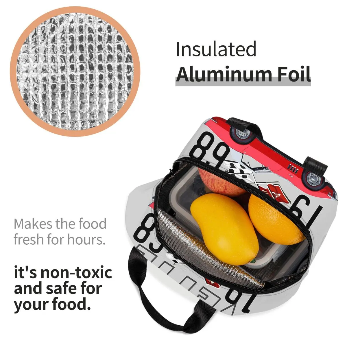 1968 Red Corvette C3 Convertible Classic Car Lunch Bags Insulated Bento ...