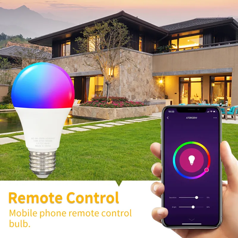 15W Tuya Smart Bulb WiFi E27 RGB+White LED Light, Dimmable Magic Bulb ...