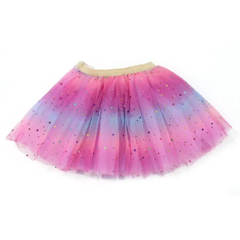 Girls Ballet Tutu Skirt for Toddlers with Rainbow Star Sequins ...