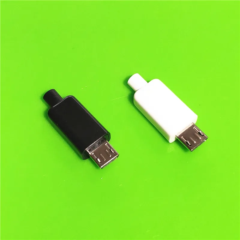 Micro USB 4-Pin Male Connector Plug Black White for DIY Data Cable ...